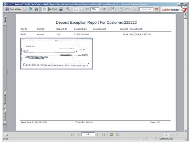 Deposit Exception Report Deposit Exception Report